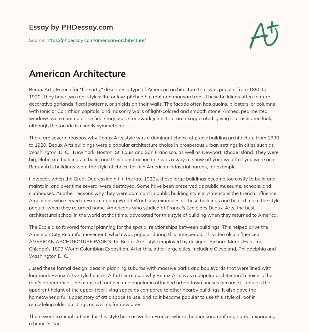American Architecture - PHDessay.com