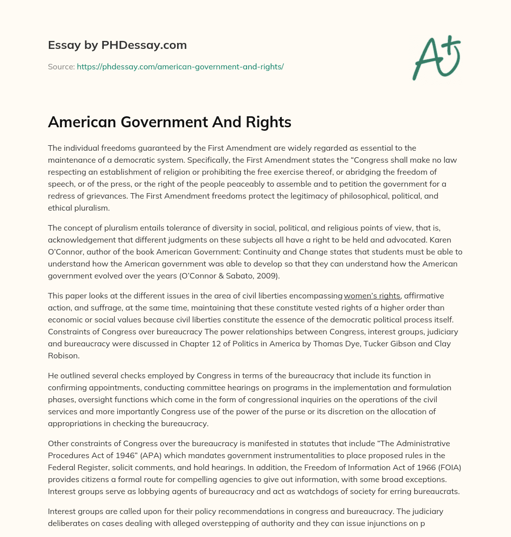 American Government And Rights - PHDessay.com
