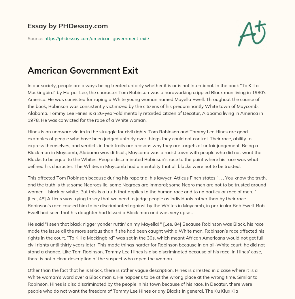 American Government Exit - PHDessay.com