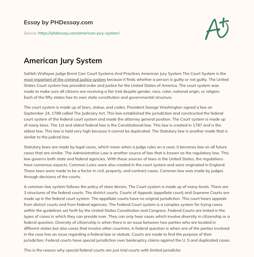 American Jury System - PHDessay.com