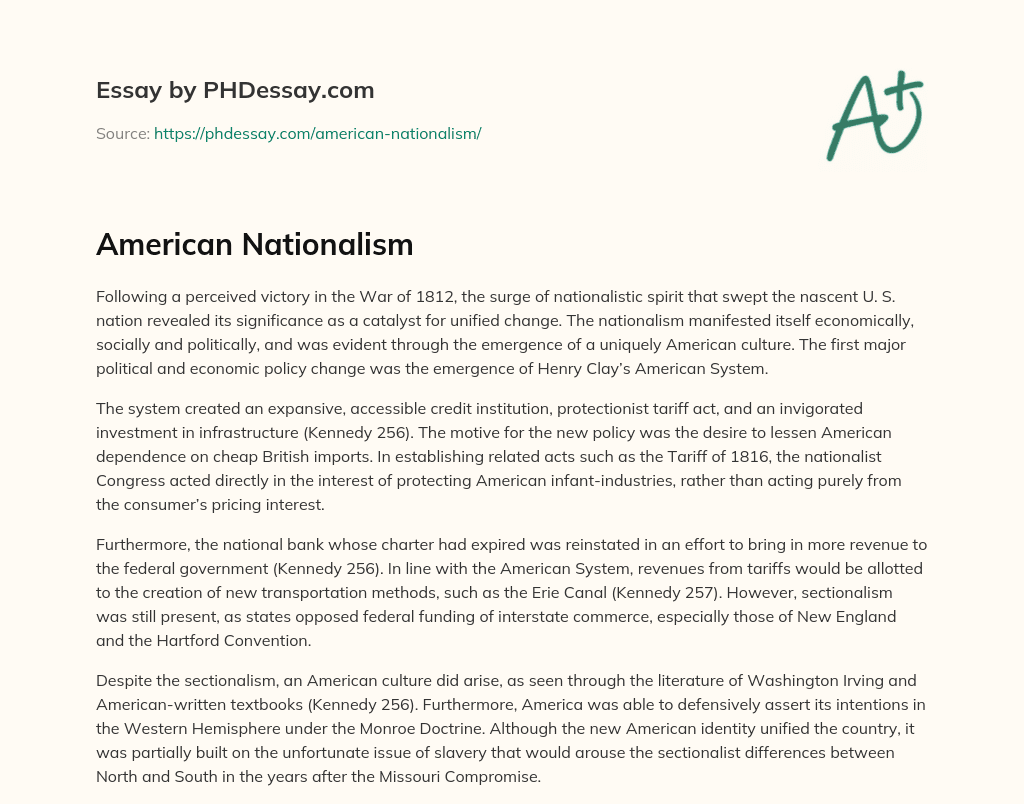 American Nationalism (300 Words) - PHDessay.com