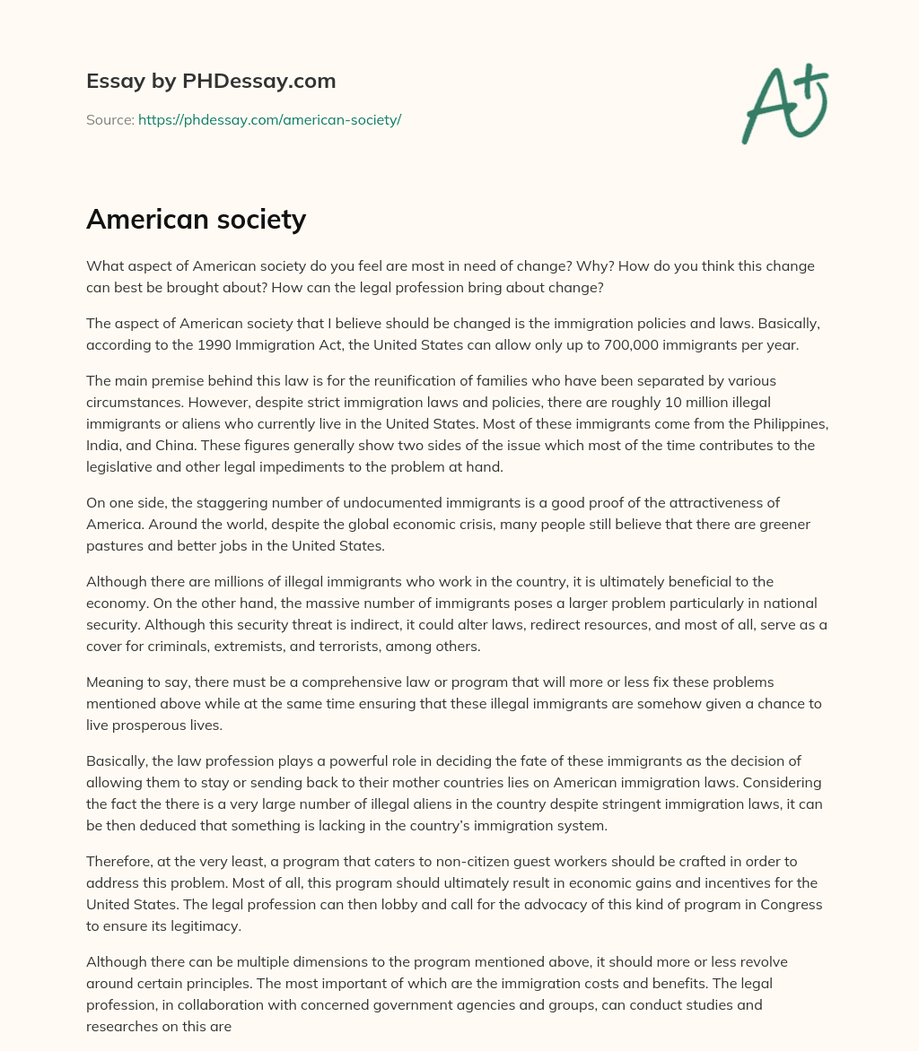 American society - PHDessay.com