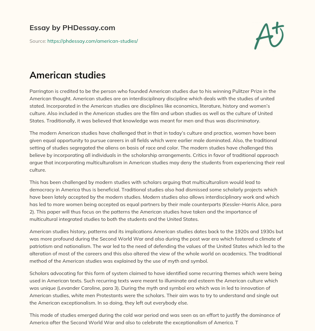 American studies - PHDessay.com