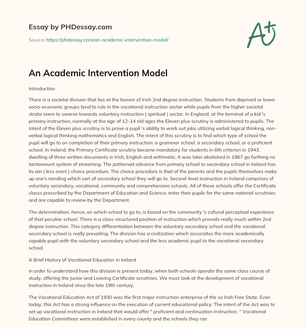 An Academic Intervention Model - PHDessay.com