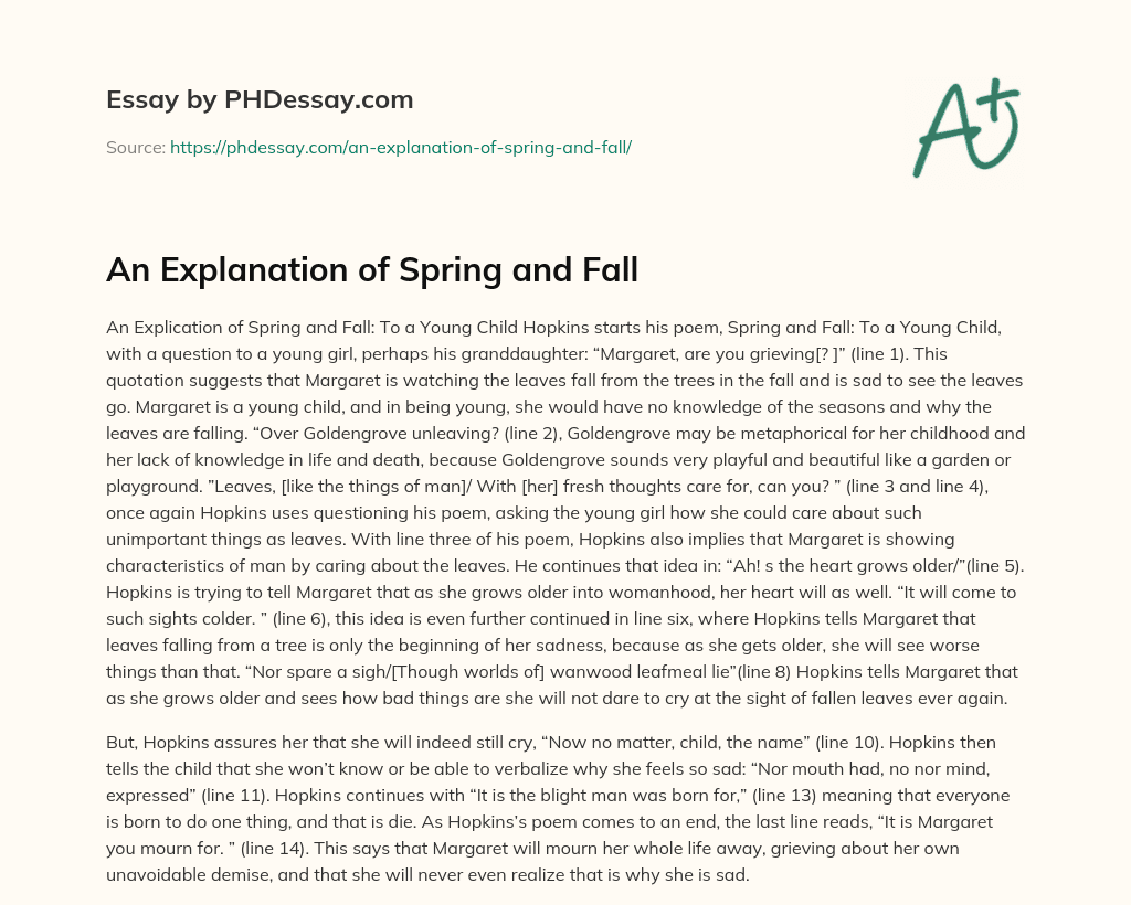 An Explanation of Spring and Fall (400 Words) - PHDessay.com