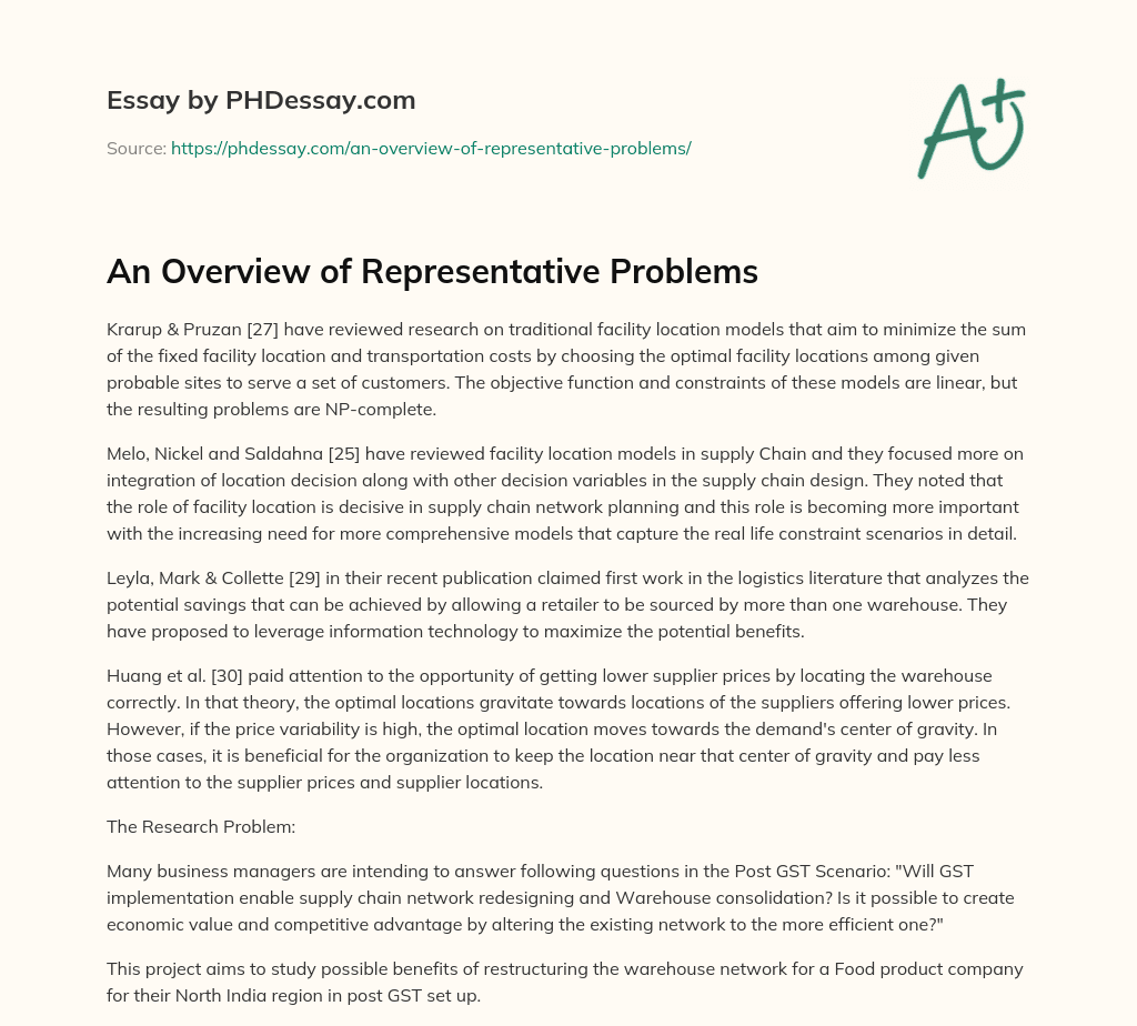 An Overview of Representative Problems (300 Words) - PHDessay.com