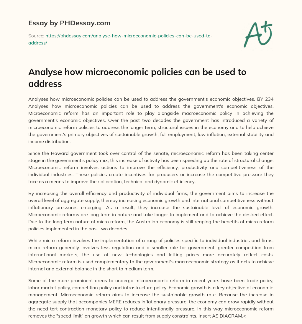 Analyse how microeconomic policies can be used to address - PHDessay.com