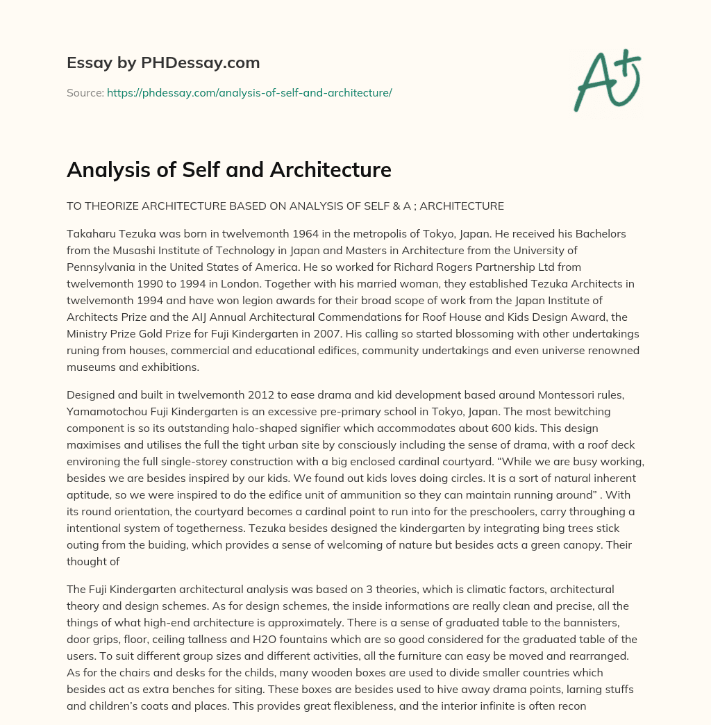 Analysis of Self and Architecture - PHDessay.com