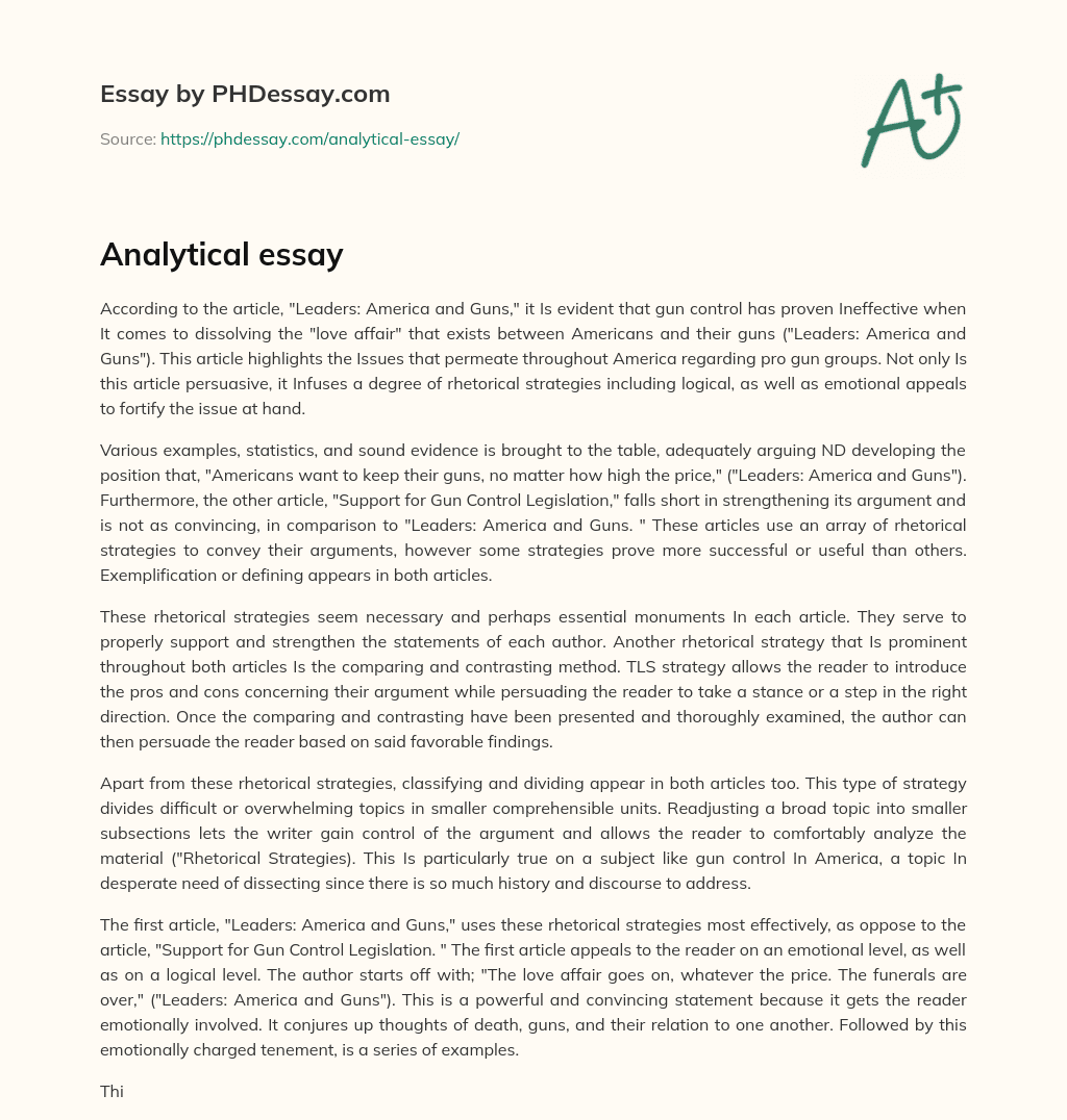 Analytical essay - PHDessay.com