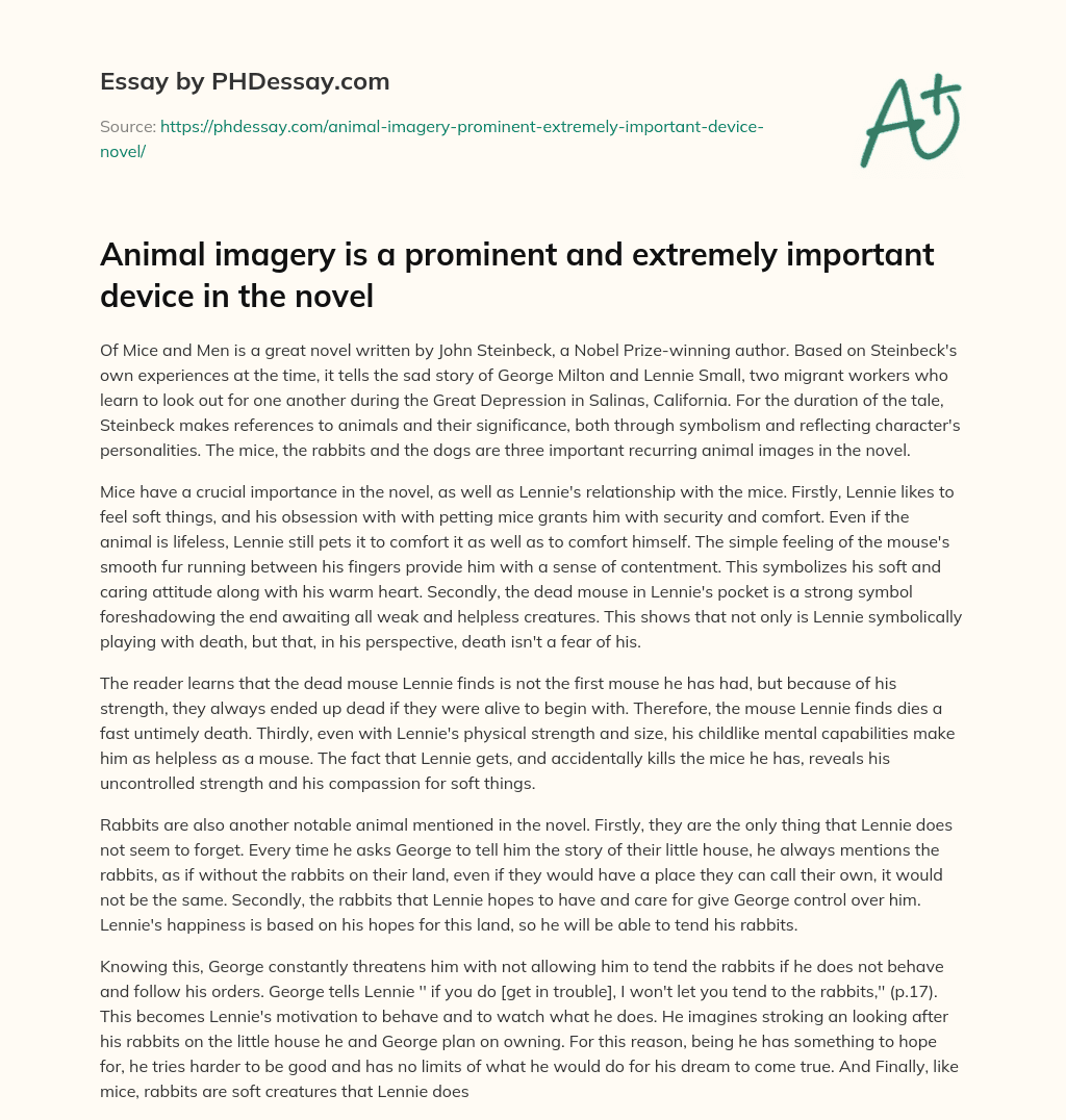 Animal Imagery Is A Prominent And Extremely Important Device In The ...