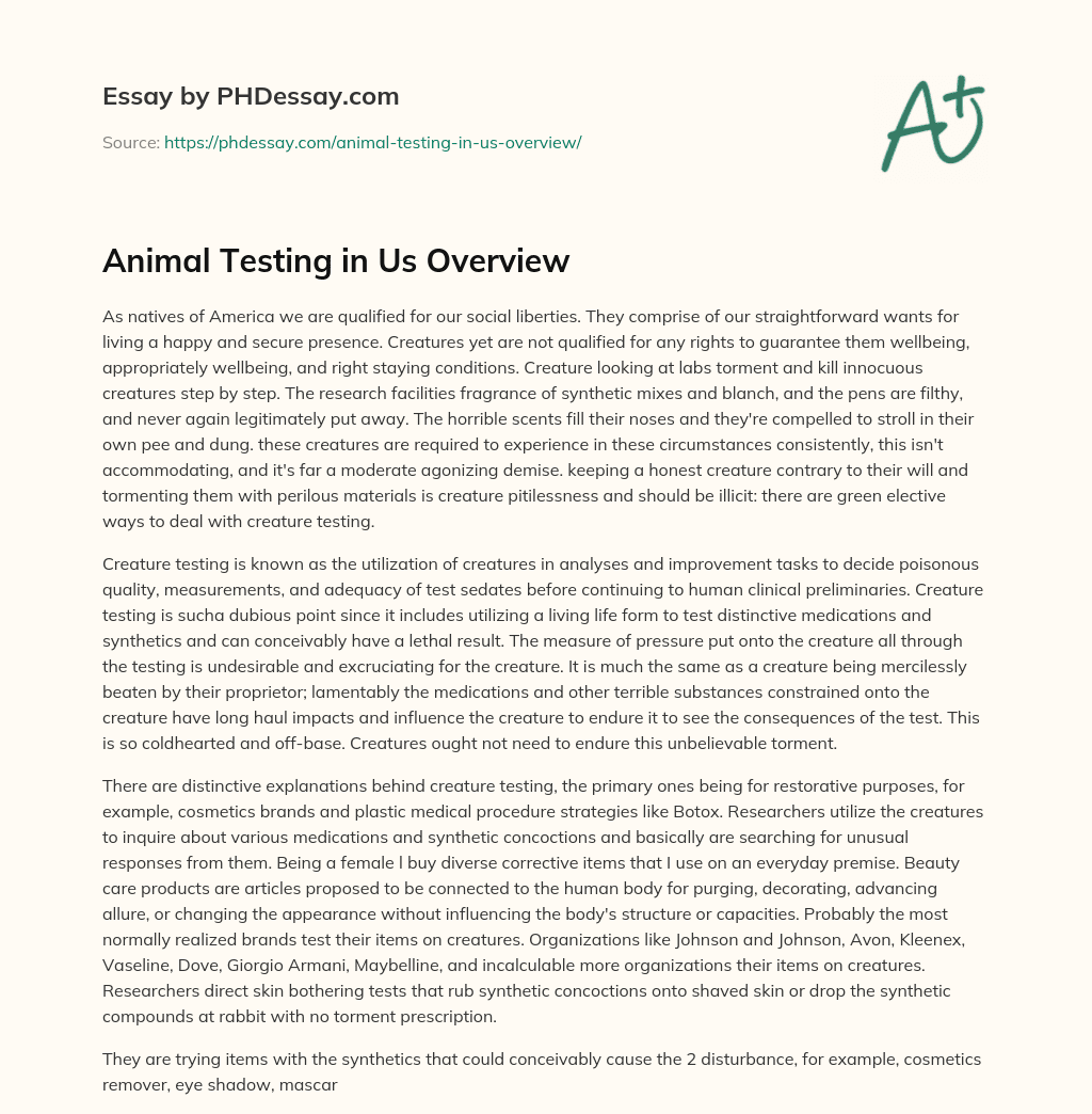 Animal Testing in Us Overview - PHDessay.com