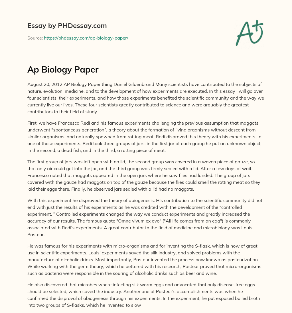 Ap Biology Paper - PHDessay.com