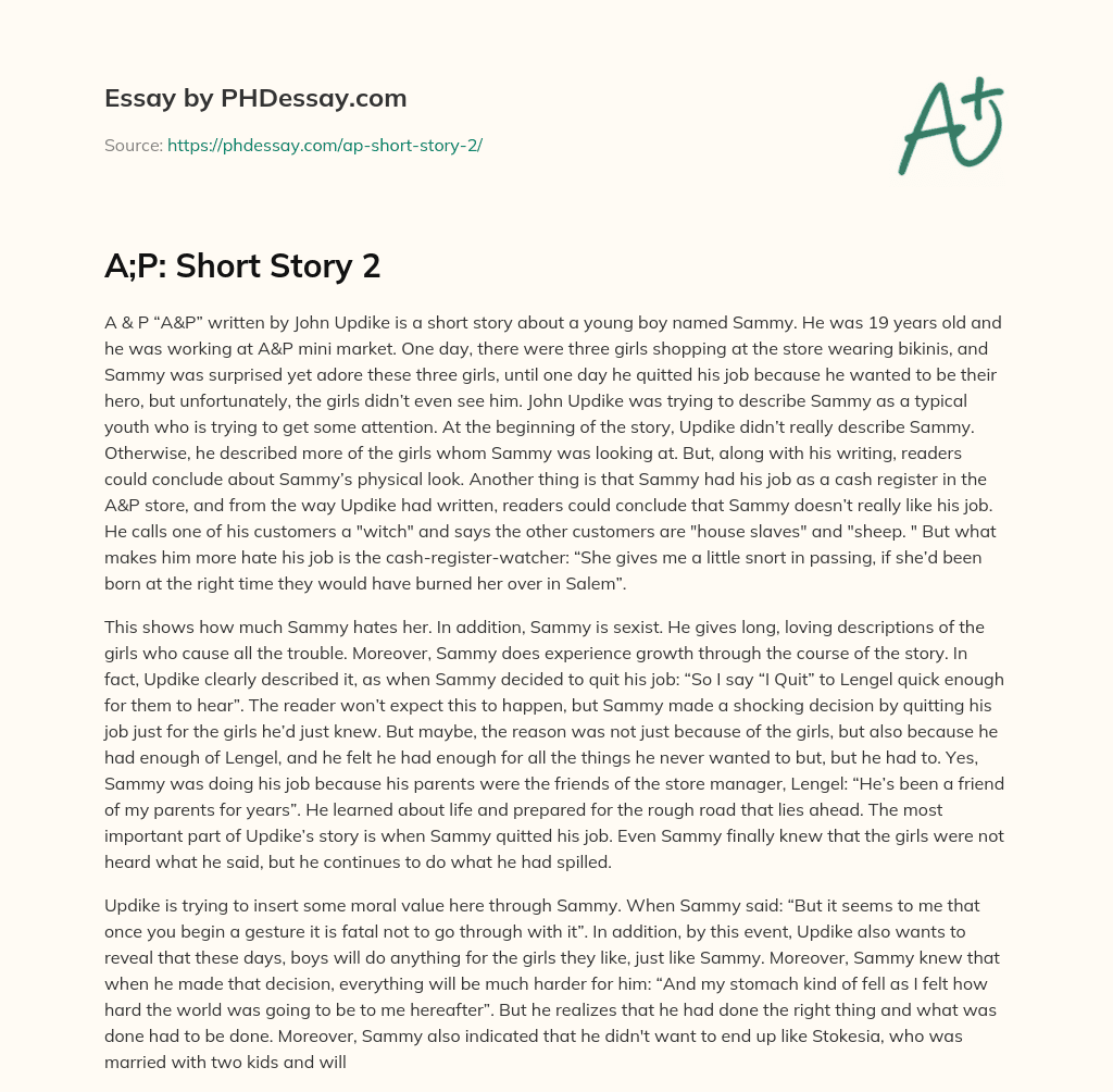 A;P: Short Story 2 - PHDessay.com