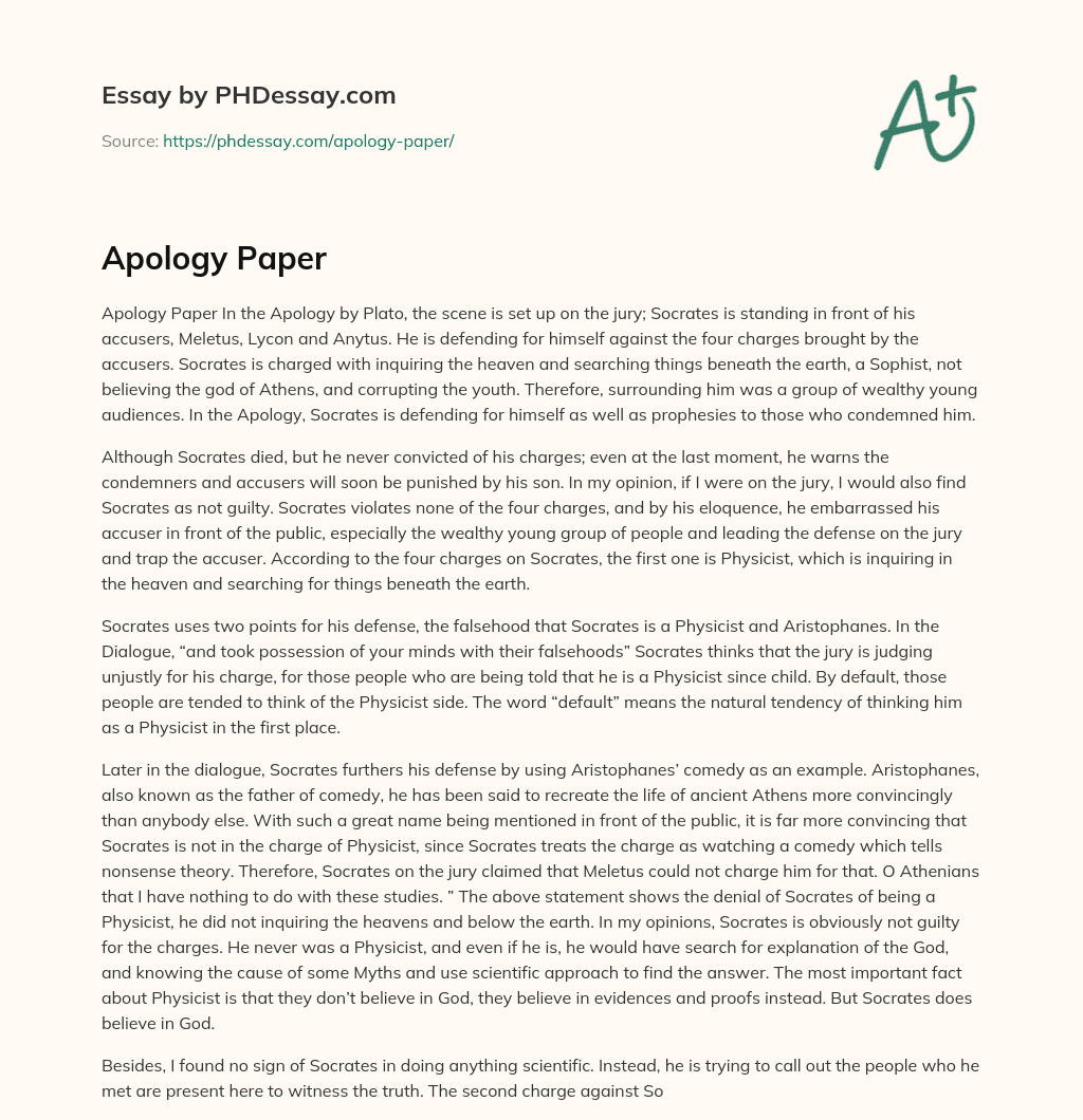 Apology Paper - PHDessay.com