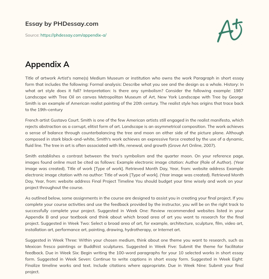 Appendix A (500 Words) - PHDessay.com