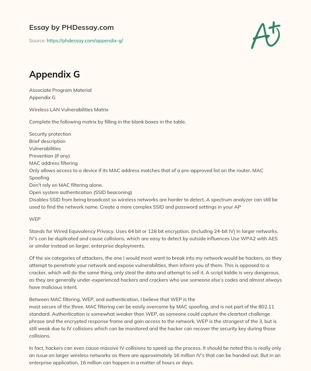 Appendix G (400 Words) - PHDessay.com