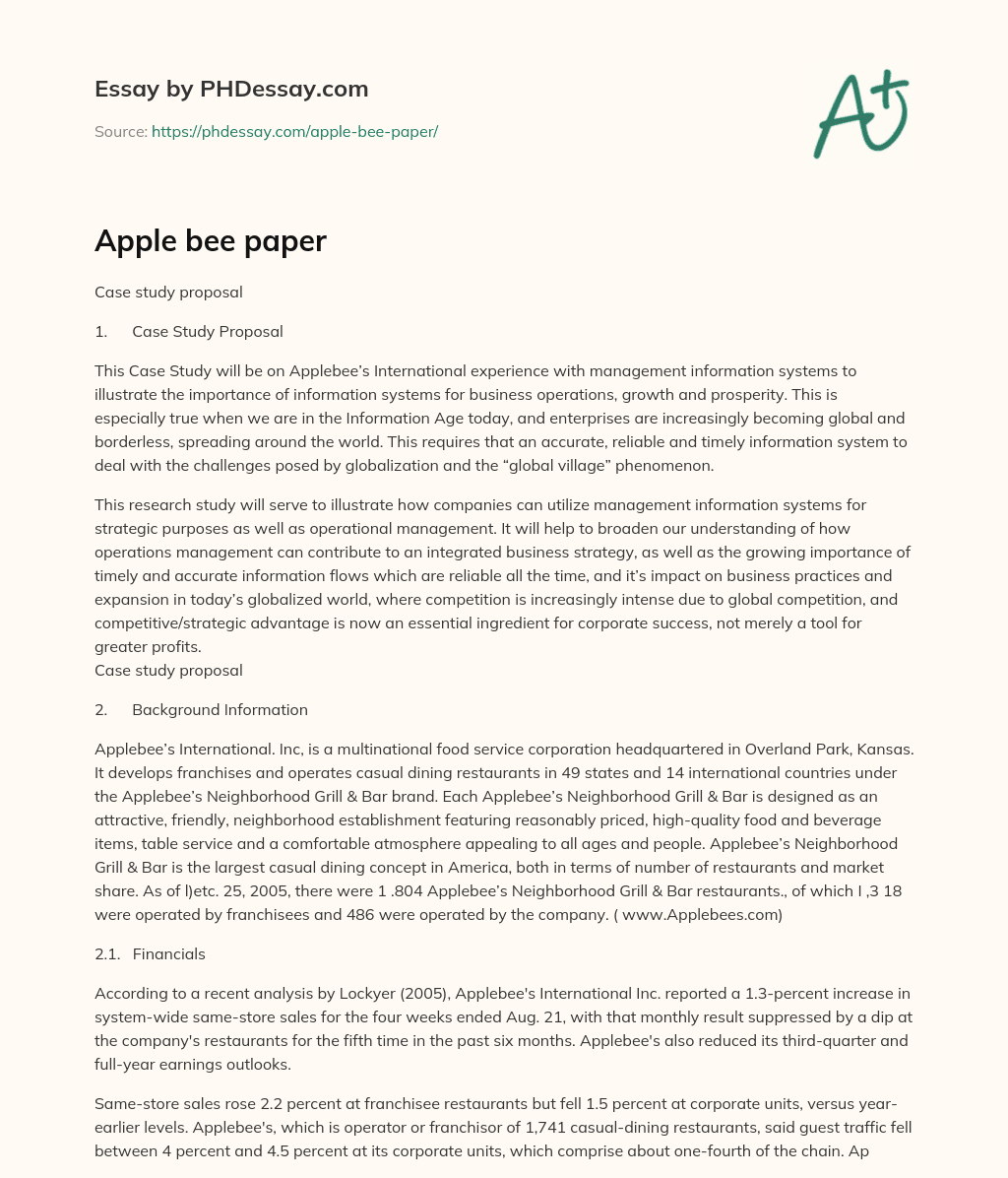 Apple bee paper - PHDessay.com