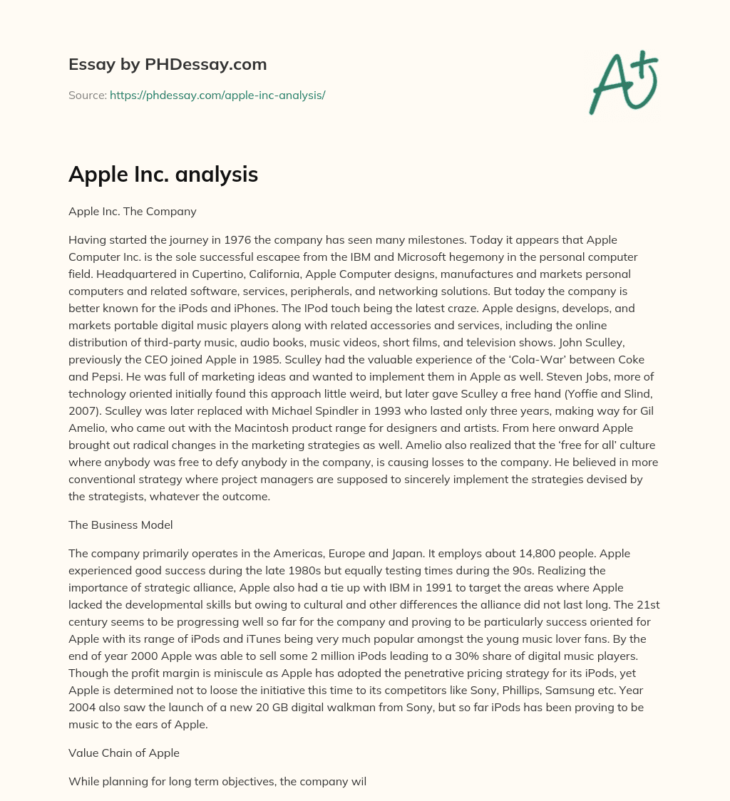 Apple Inc. analysis - PHDessay.com