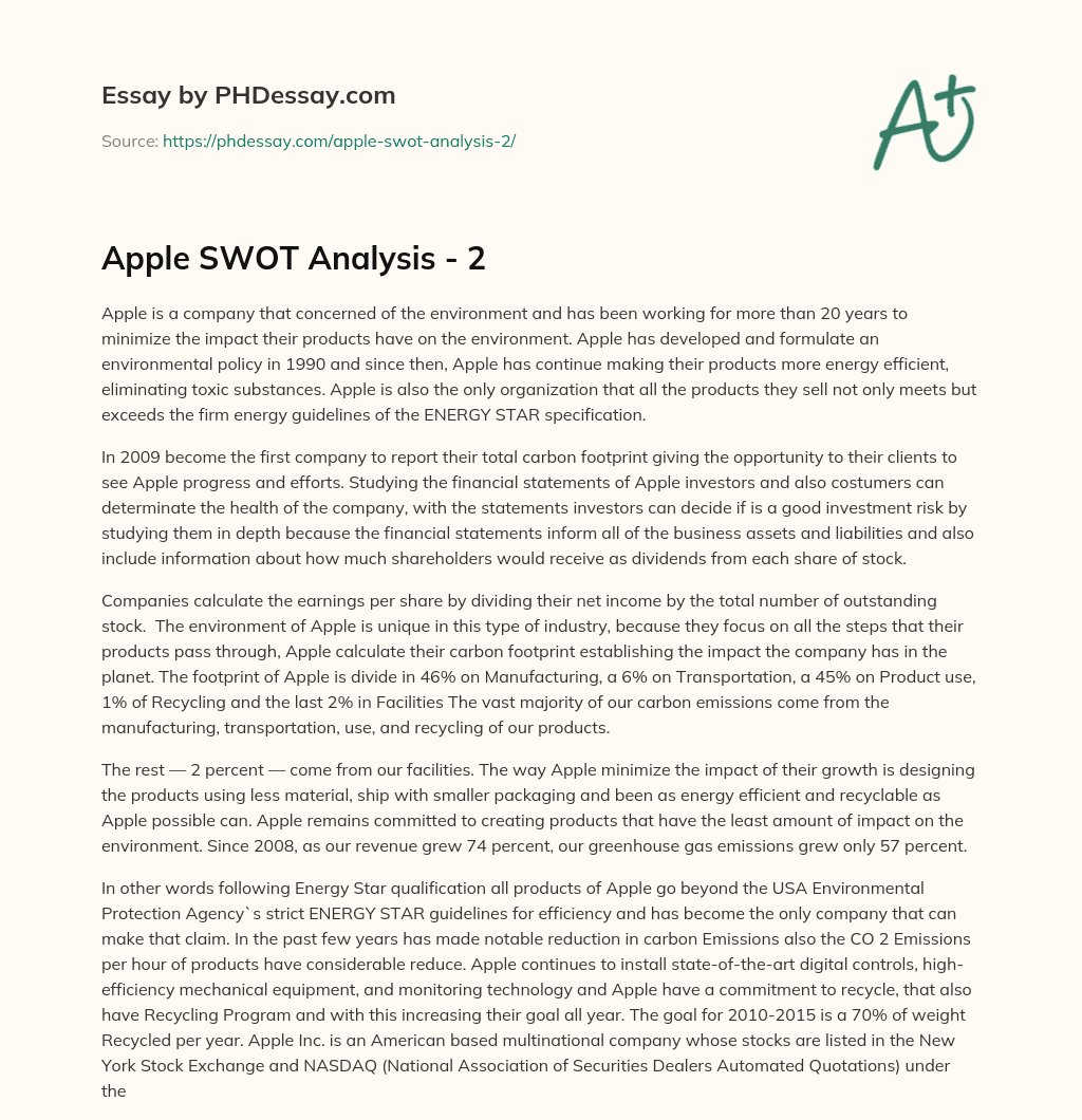 Apple SWOT Analysis - 2 - PHDessay.com