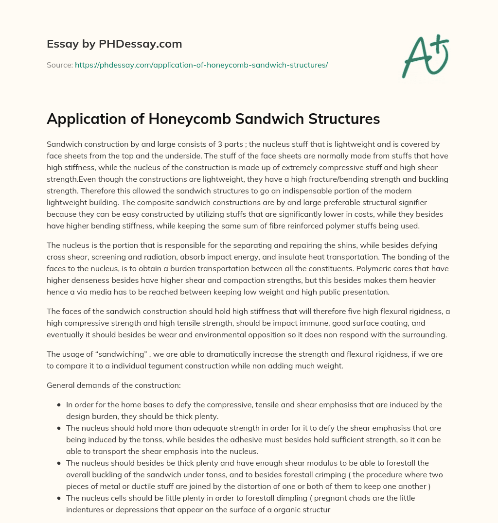 Application of Honeycomb Sandwich Structures - PHDessay.com