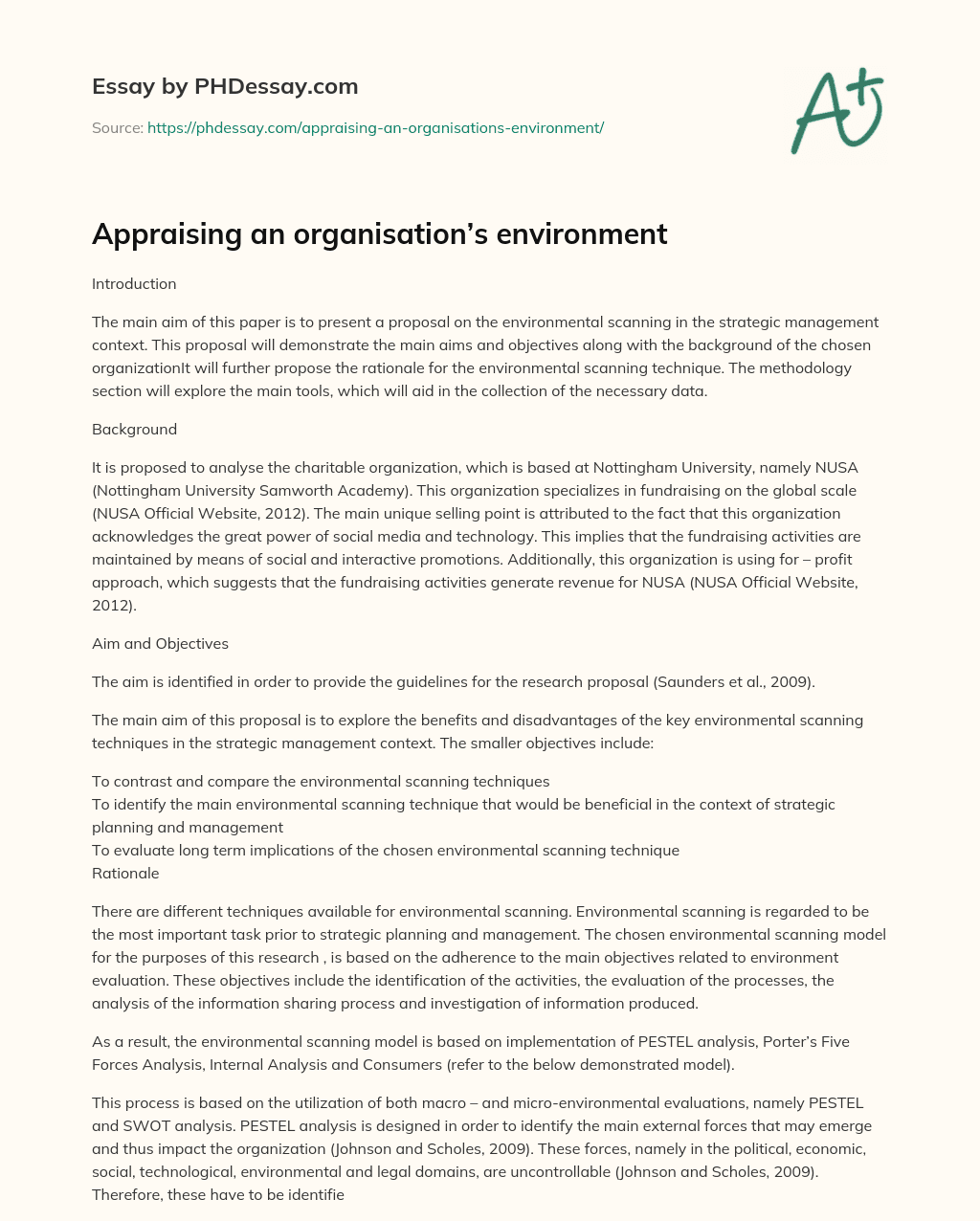 Appraising an organisation’s environment - PHDessay.com