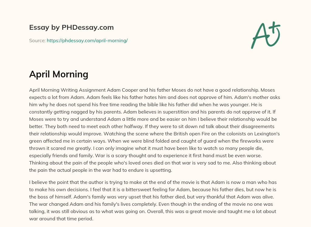 April Morning (300 Words) - PHDessay.com