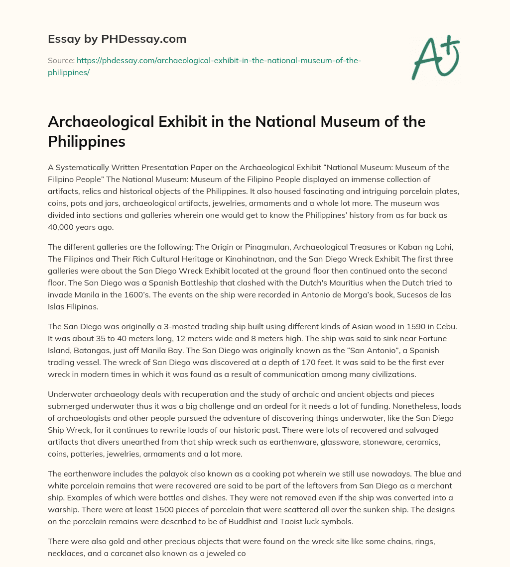 Archaeological Exhibit in the National Museum of the Philippines ...