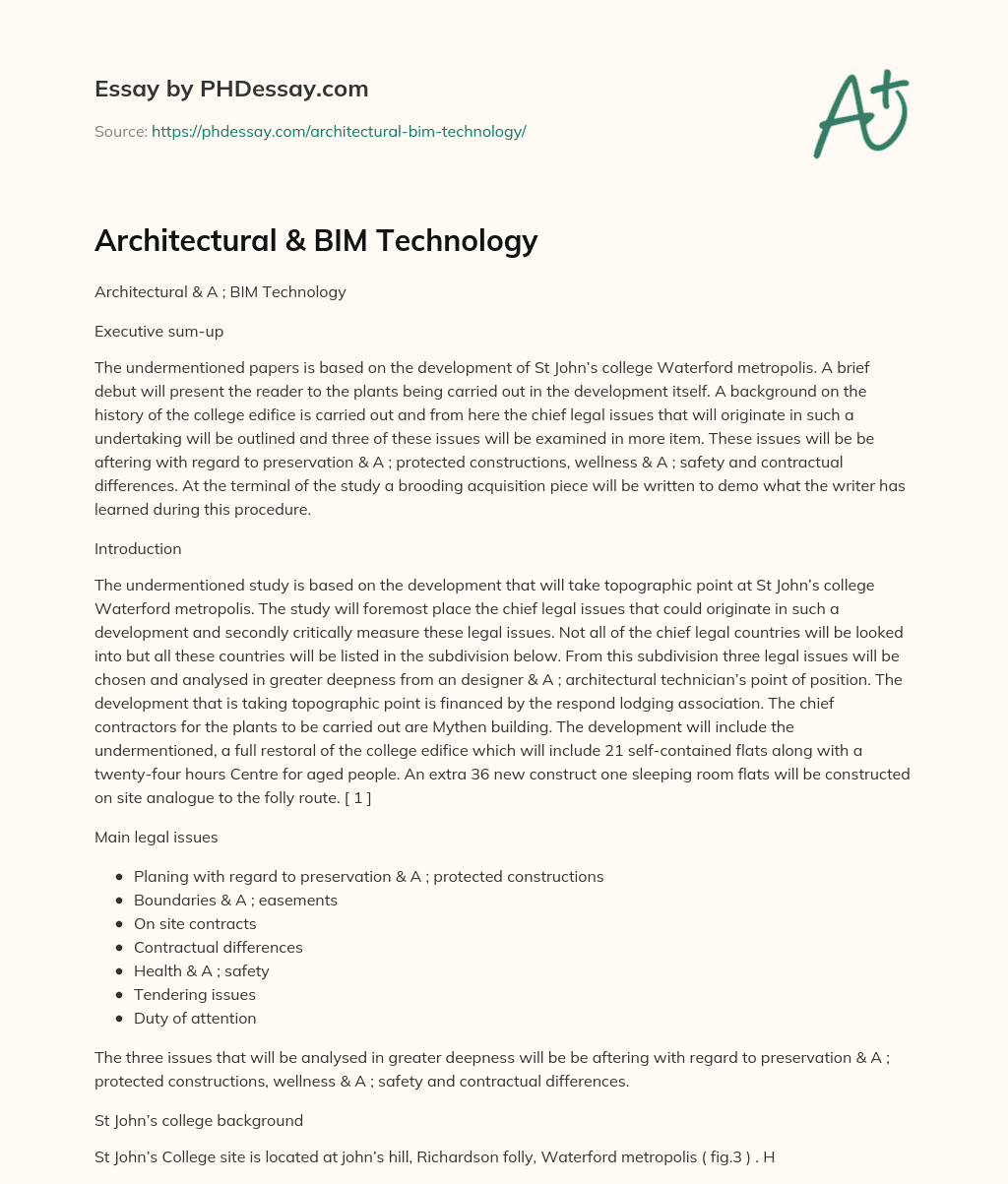 Architectural & BIM Technology - PHDessay.com
