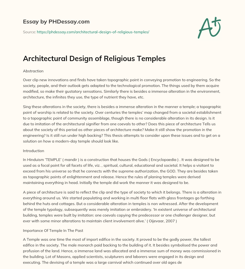 Architectural Design of Religious Temples - PHDessay.com