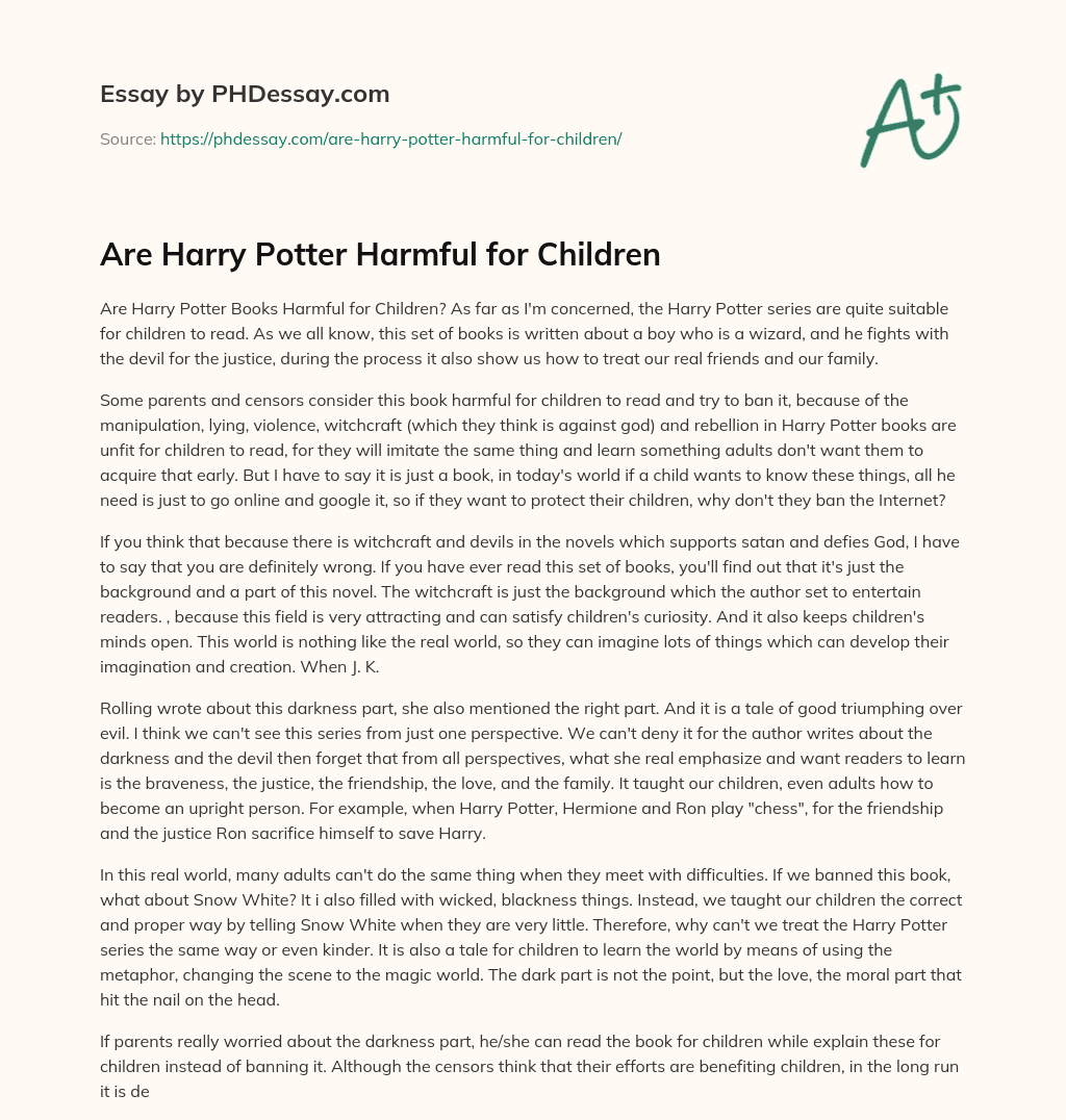 Are Harry Potter Harmful for Children - PHDessay.com