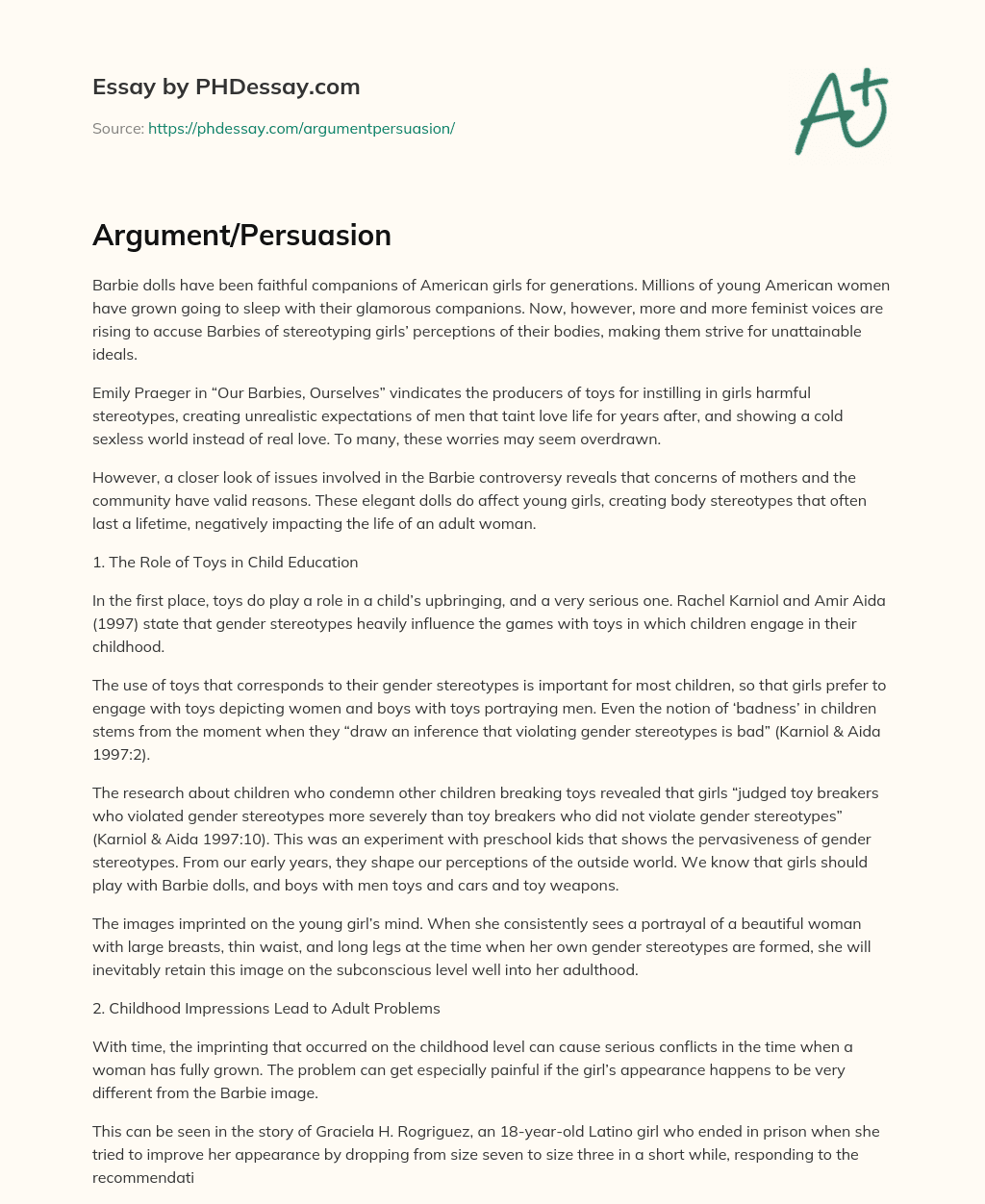 Argument/Persuasion - PHDessay.com