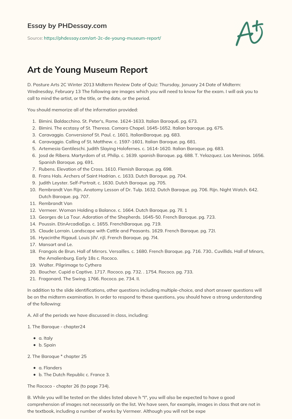 Art de Young Museum Report - PHDessay.com