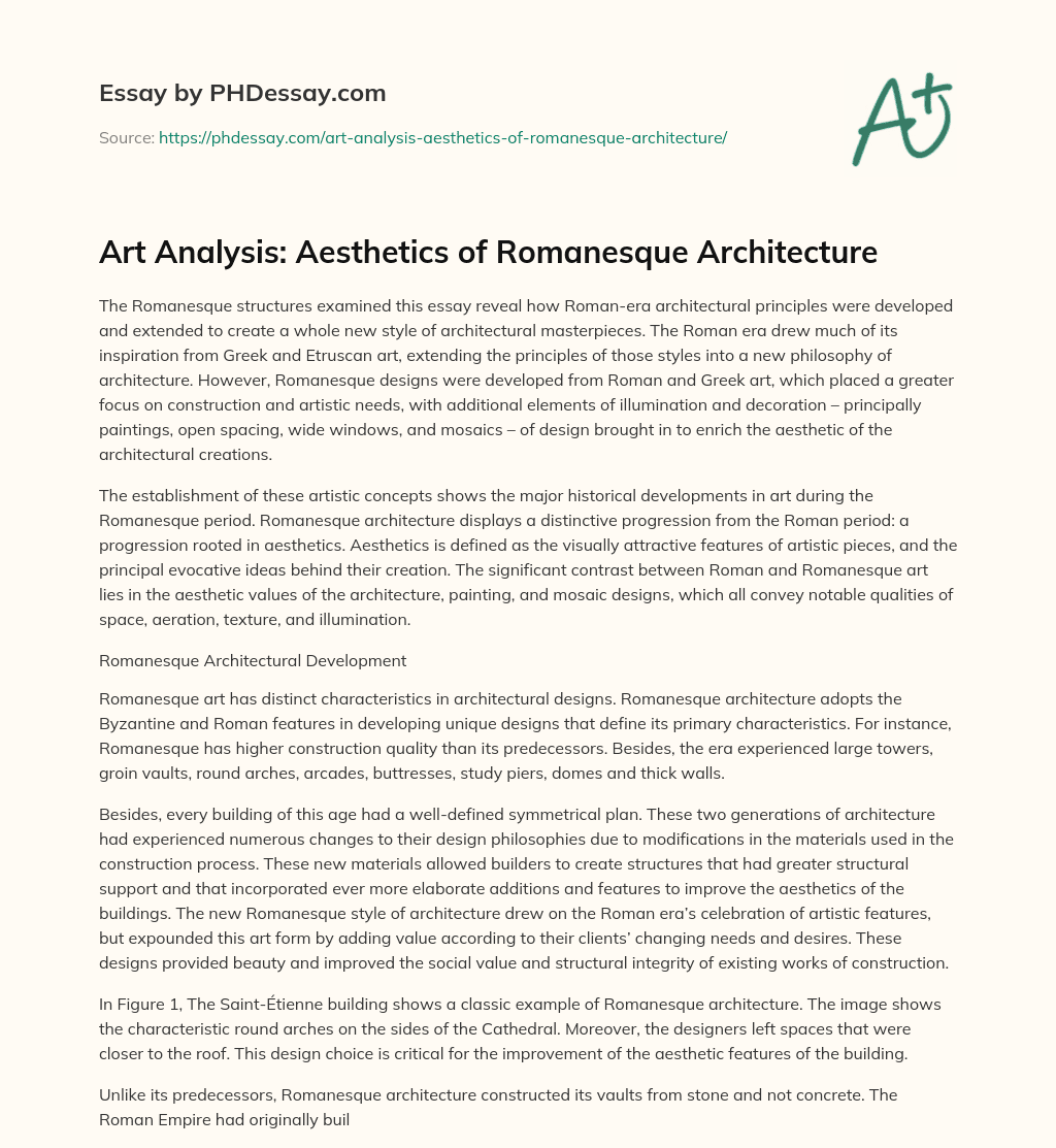Art Analysis: Aesthetics of Romanesque Architecture - PHDessay.com