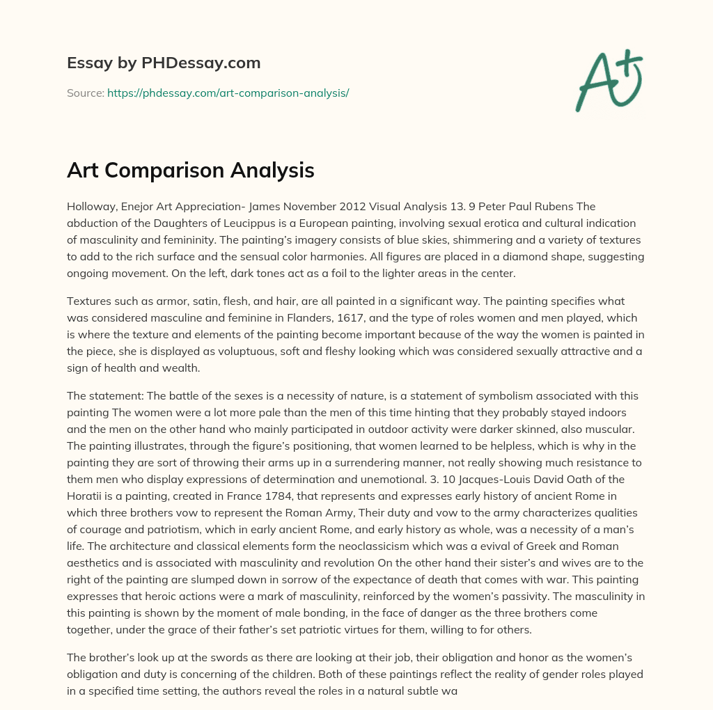 Art Comparison Analysis (500 Words) - PHDessay.com