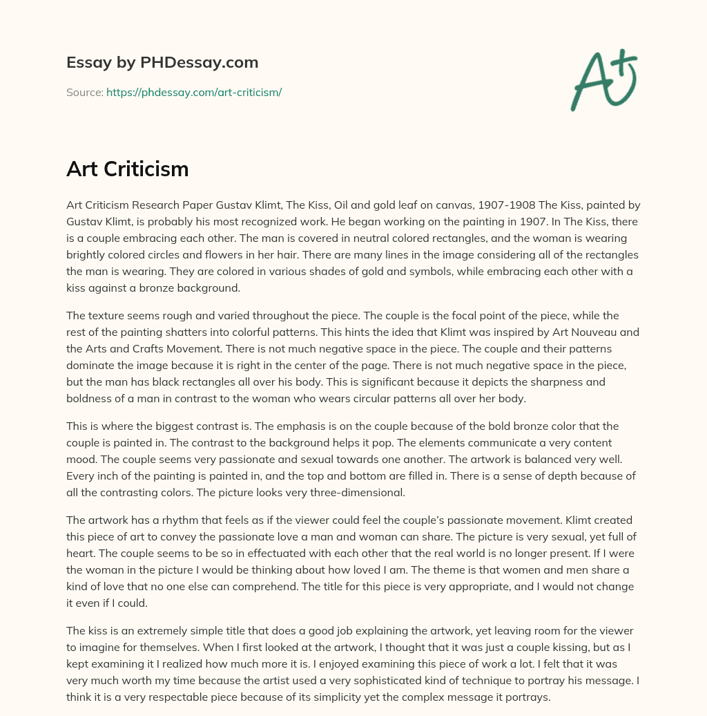 Art Criticism 500 Words PHDessay