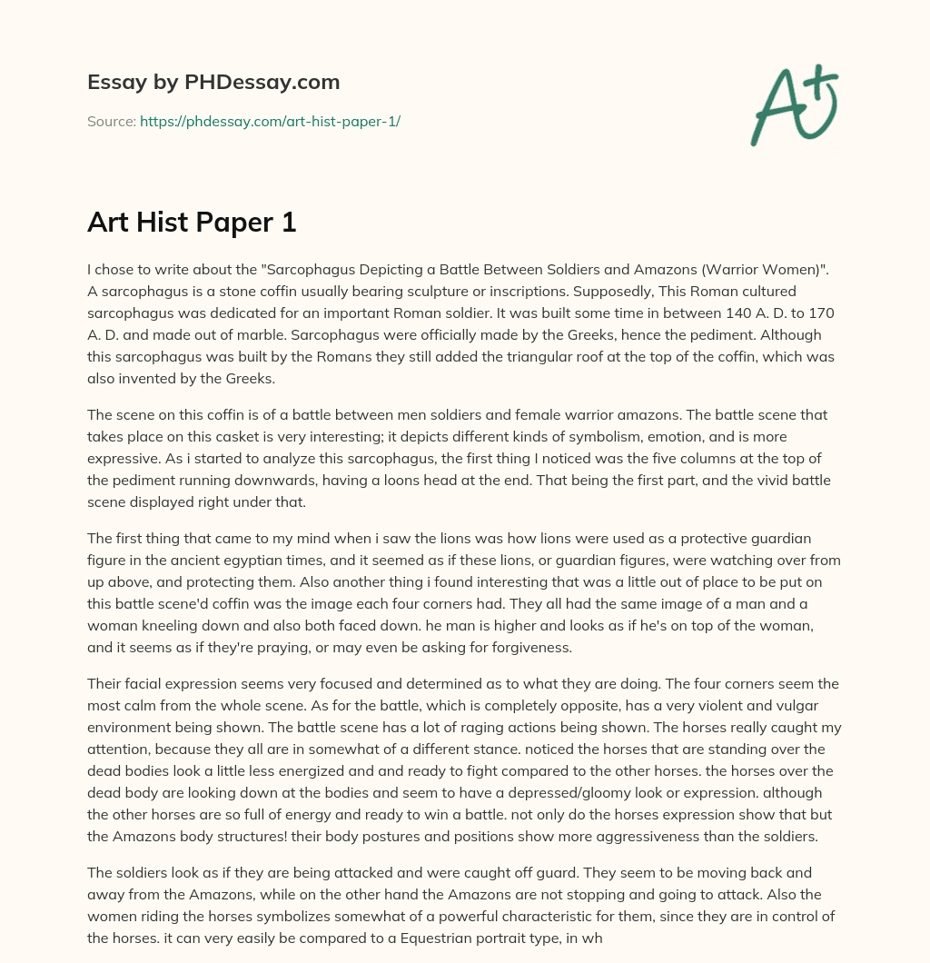 Art Hist Paper 1 - PHDessay.com