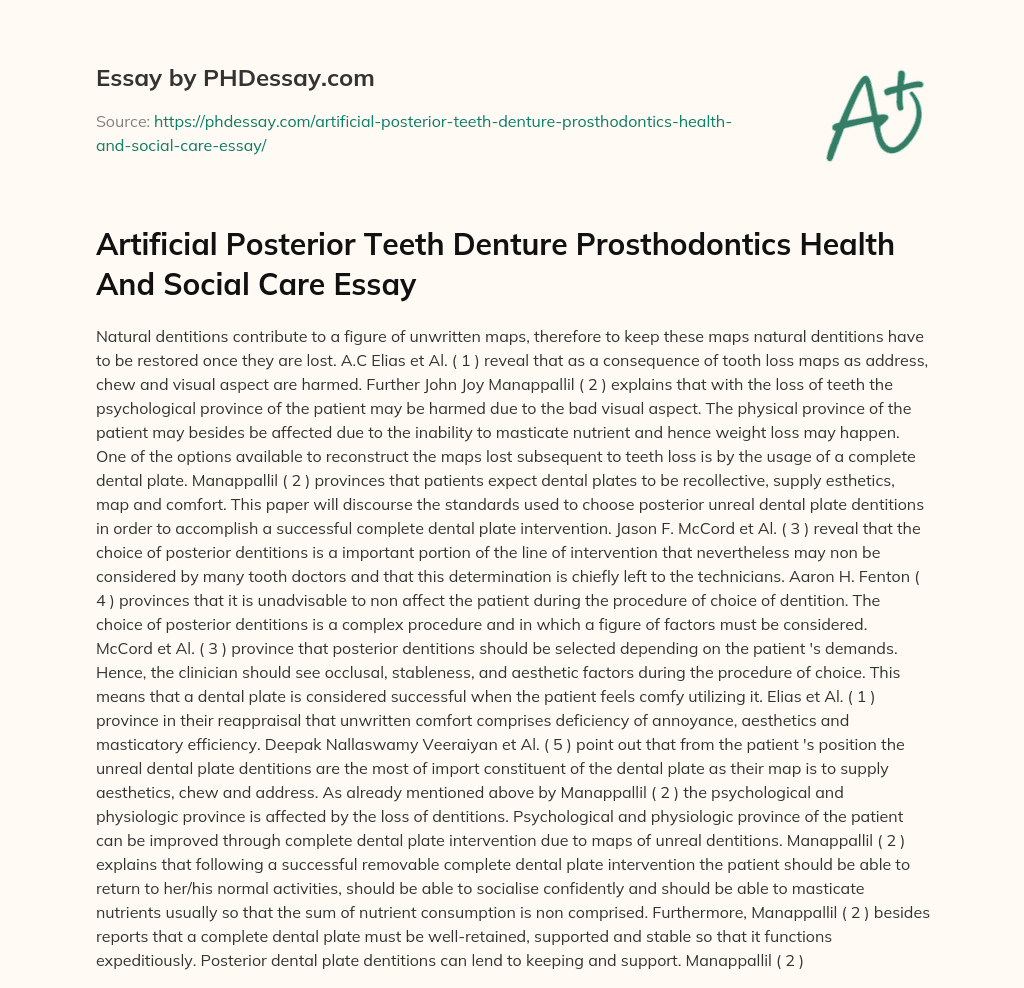 Artificial Posterior Teeth Denture Prosthodontics Health And Social ...