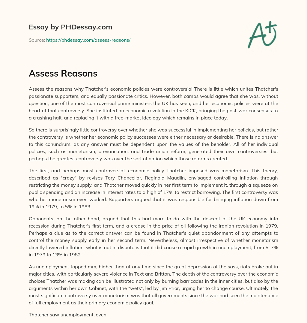 Assess Reasons - PHDessay.com