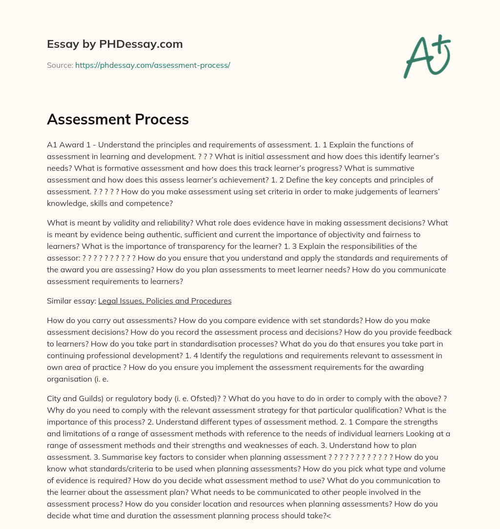 Assessment Process - PHDessay.com