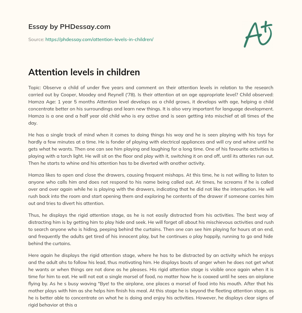 Attention levels in children (600 Words) - PHDessay.com