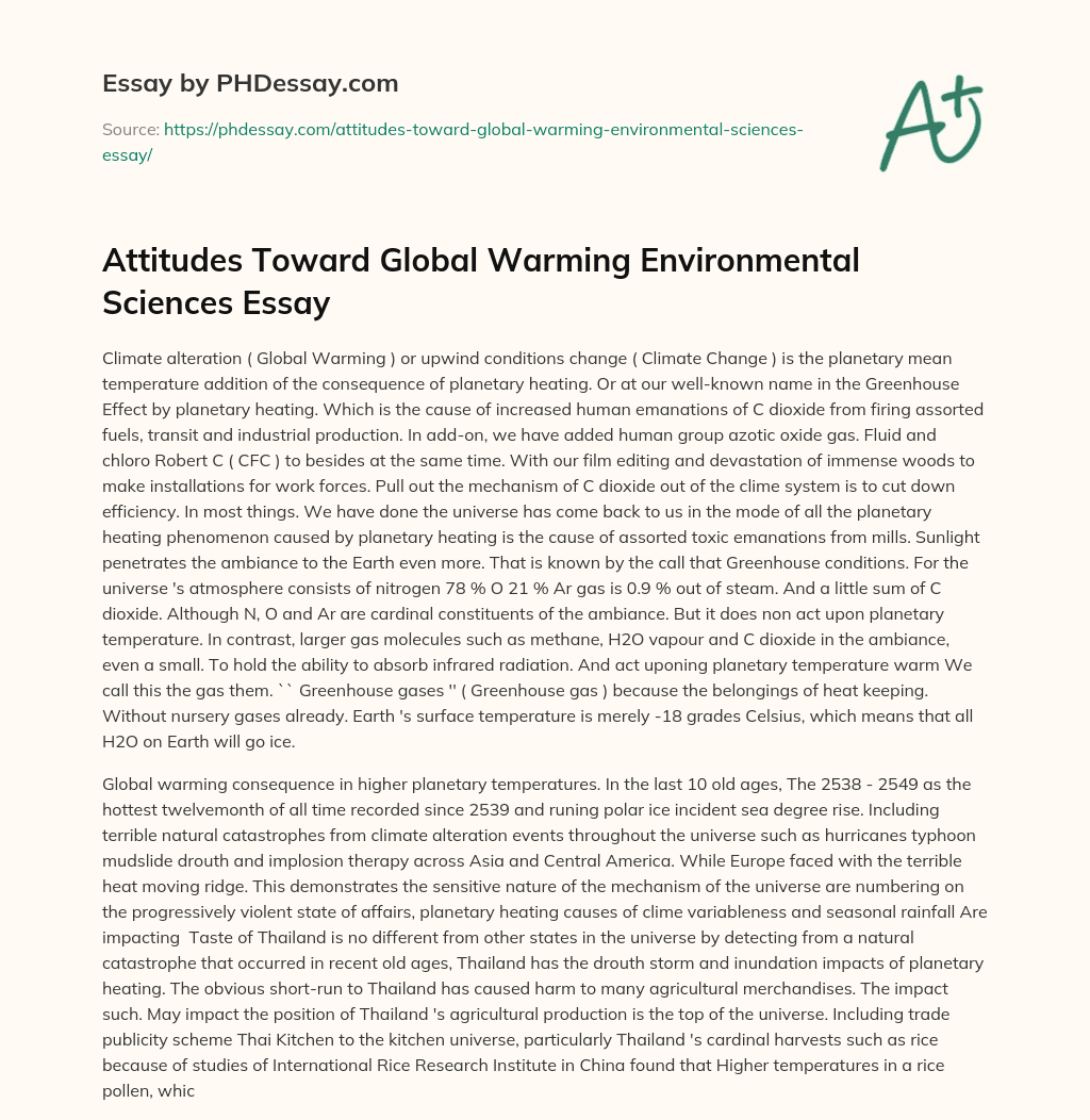 Attitudes Toward Global Warming Environmental Sciences Essay - PHDessay.com