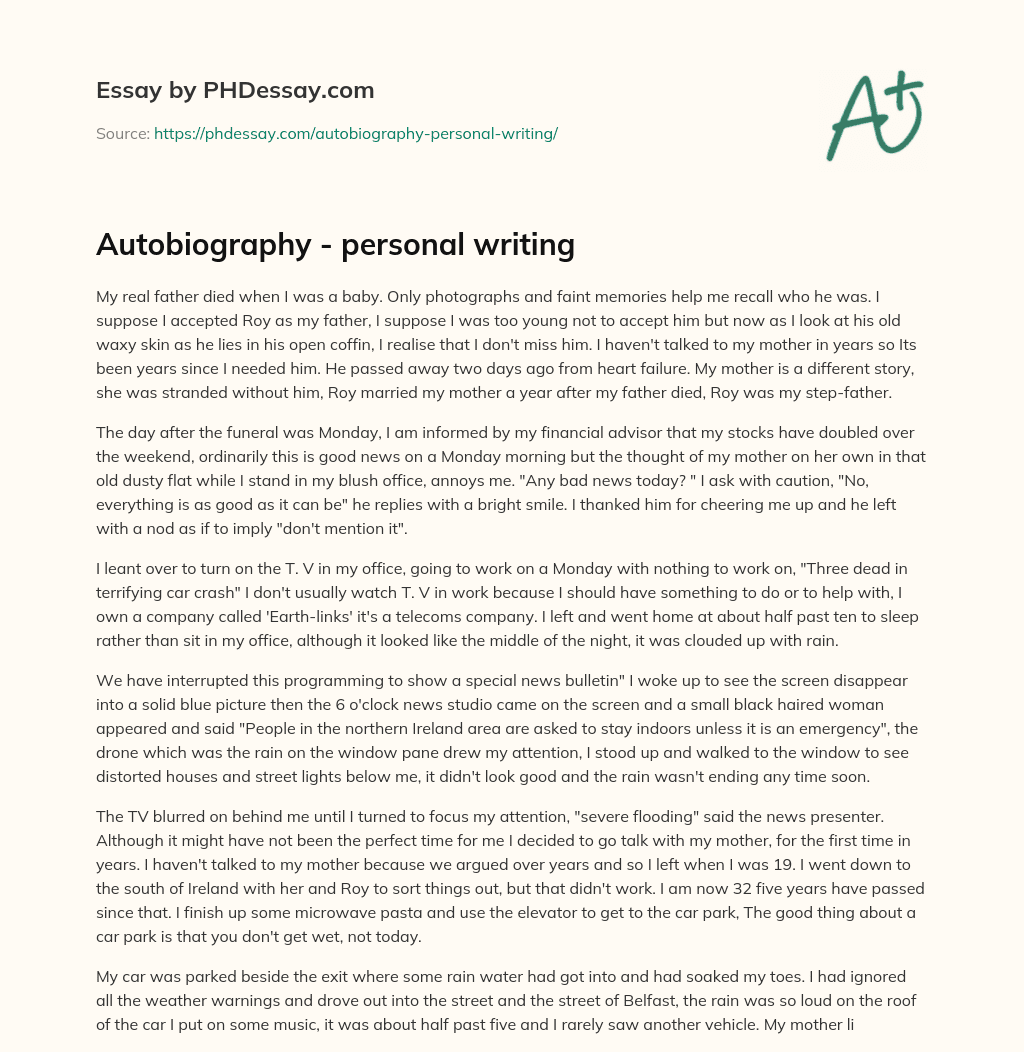 Autobiography - personal writing - PHDessay.com