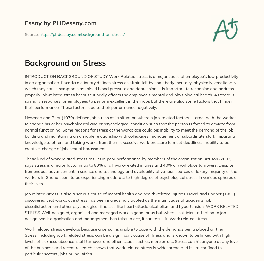 Background on Stress (400 Words) - PHDessay.com