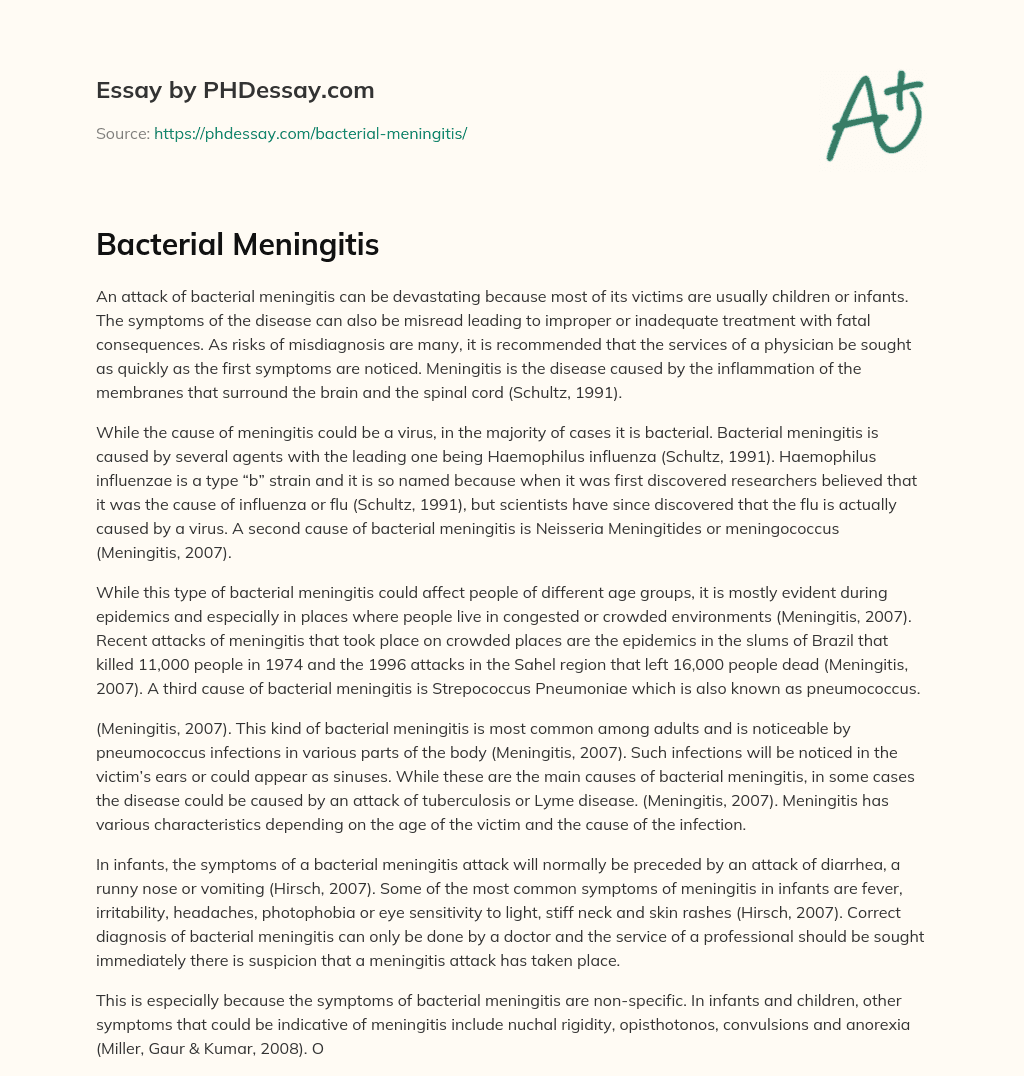 Bacterial Meningitis - PHDessay.com
