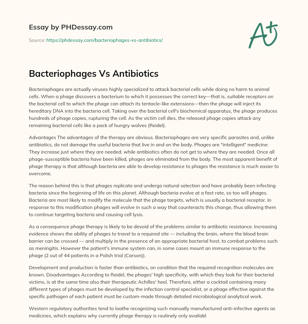 Bacteriophages Vs Antibiotics - PHDessay.com