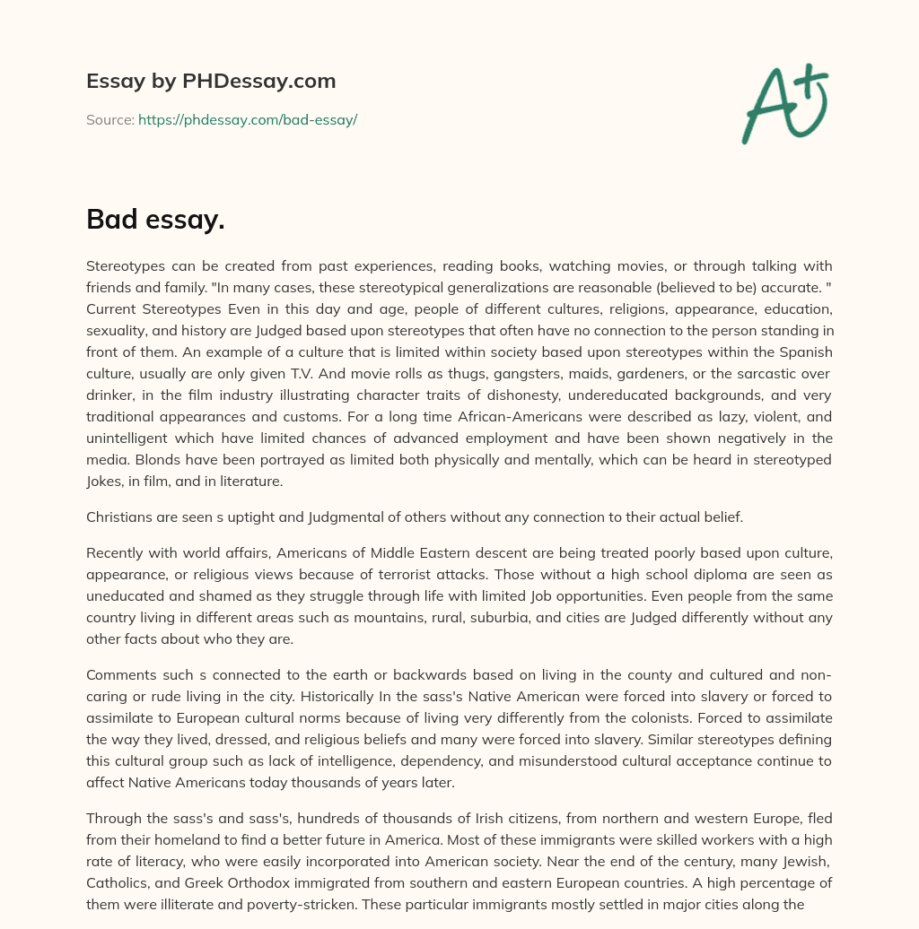 Bad essay. - PHDessay.com