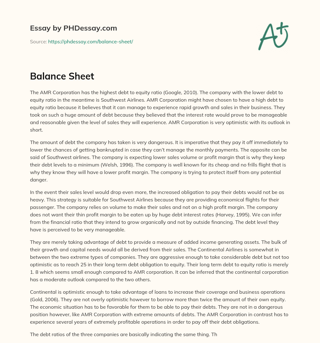 Balance Sheet - PHDessay.com