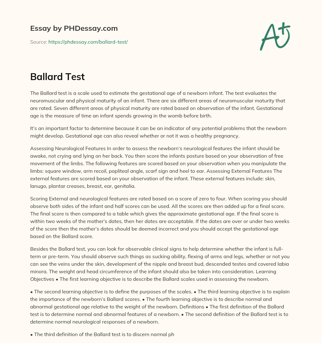 Ballard Test - PHDessay.com