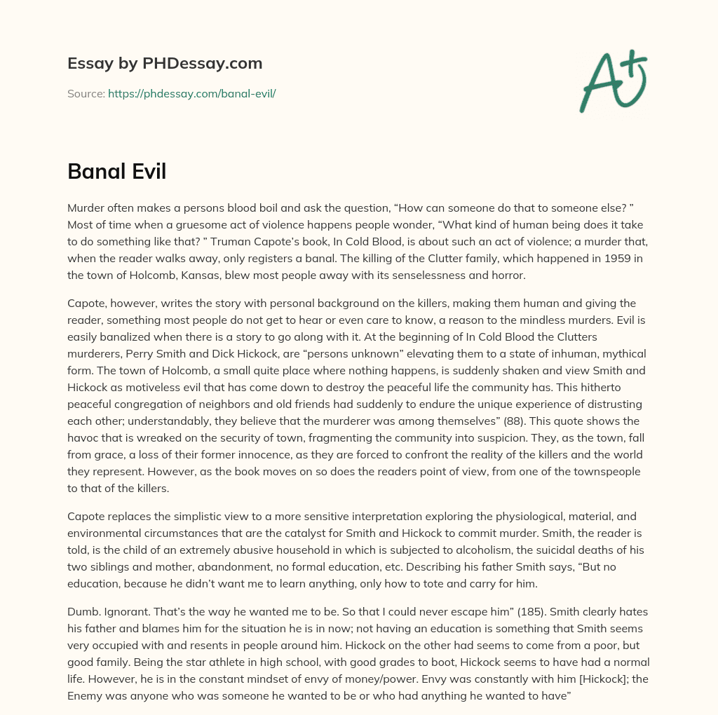 Banal Evil - PHDessay.com