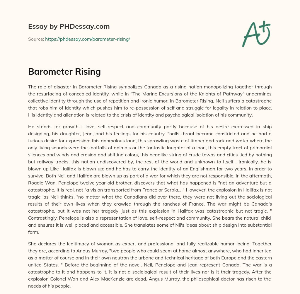 Barometer Rising - PHDessay.com